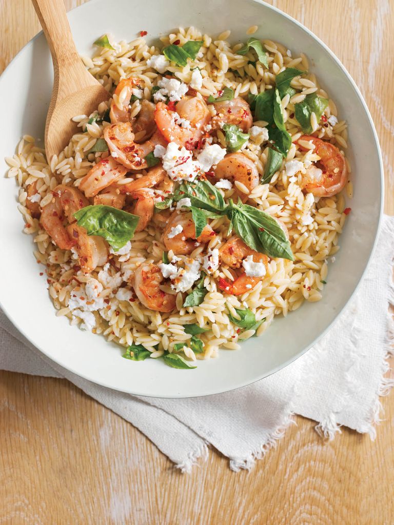 Orzo with Feta, Basil, and Shrimp from Cheese Obsession by Georgeanne ...