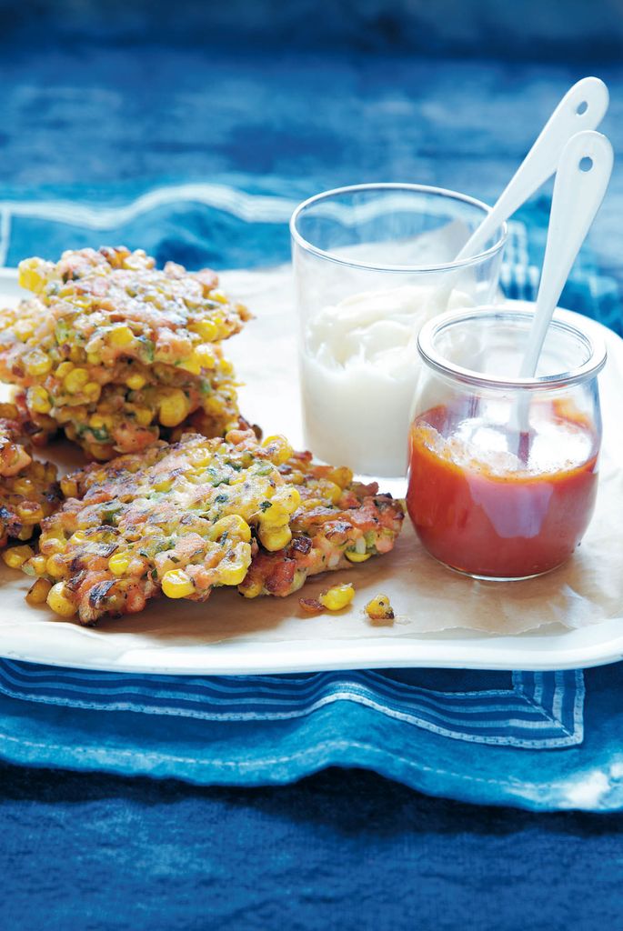 Ocean trout and corn fritters from A Simple Table by Michele Cranston